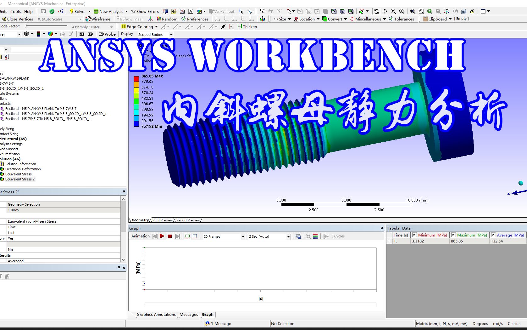【静力分析】Ansys WorkBench “等强度”螺纹联接之内斜螺母静力...