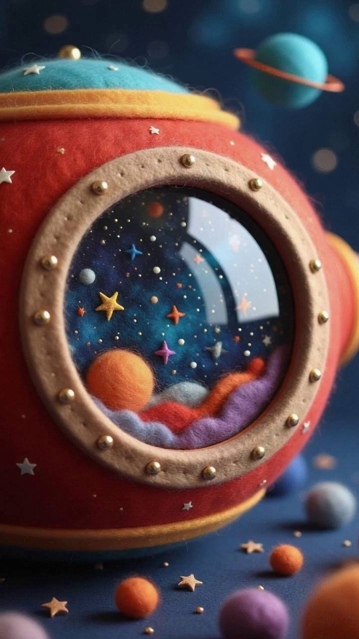 ...包含迷你星球、星云和陨石,舱内装饰毛毡制作的宇航员与飞船模型,...