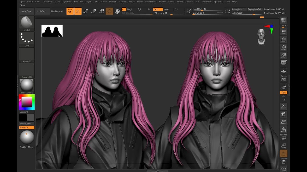 好用!Maya 扫描网格功能 和 Zbrush 命令制作头发模型