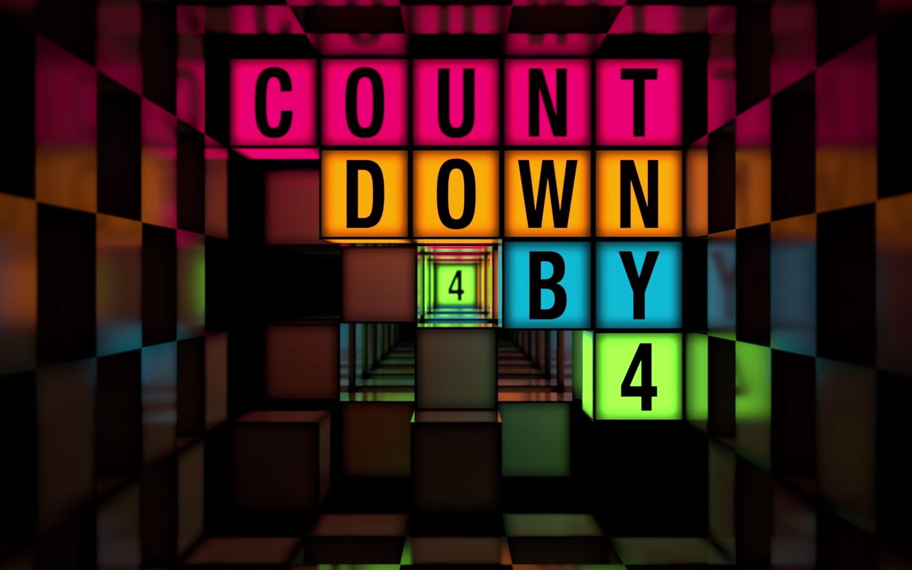 ...By 4 每四个数倒数 学习数字的规律 儿童少儿早教英语数学启蒙教育