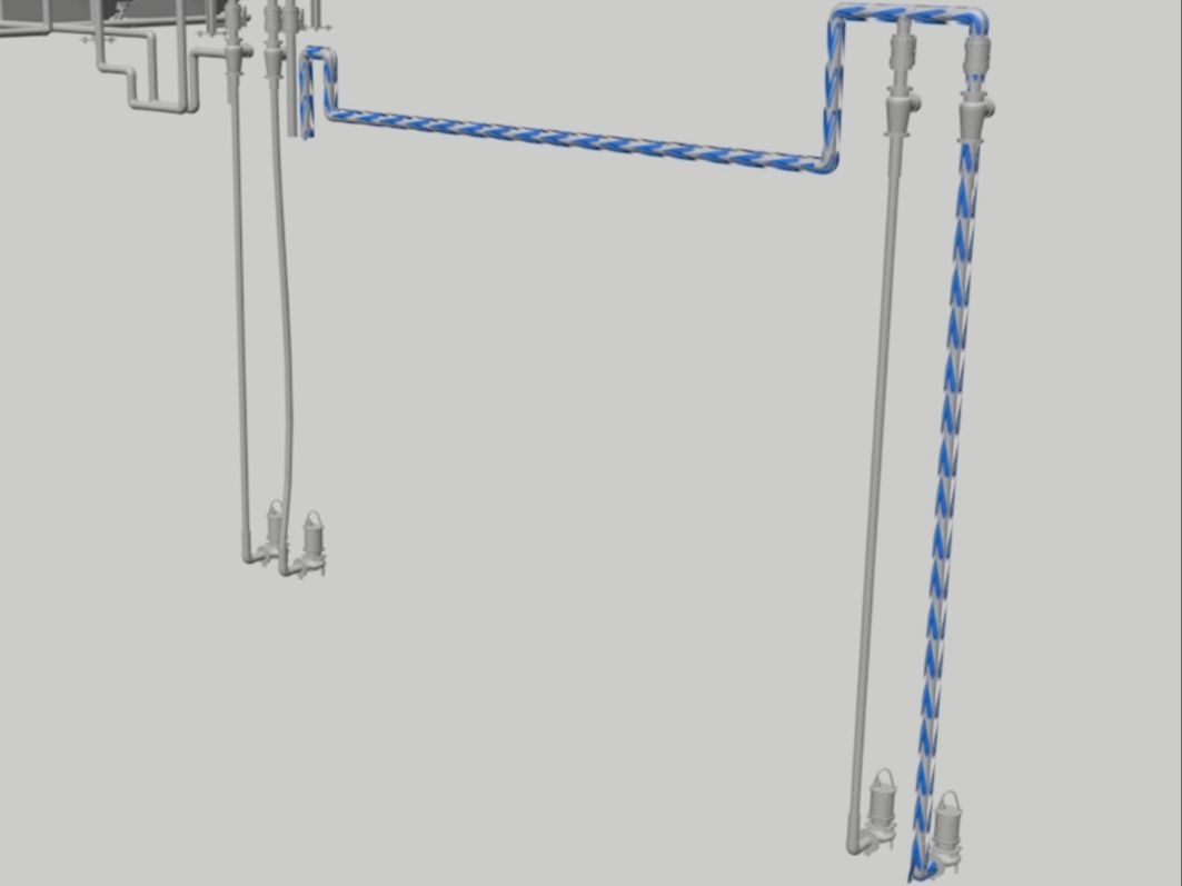 采用材质移动方法给C4D给3D工程图添加管道水流动画教程