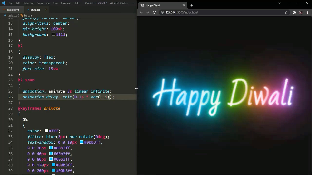 Html CSS 发光文本动画效果