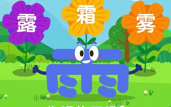 洪恩识字_汉字小课堂之偏旁部首_P039_雨字头(⻗)_上下结构_雾雷...