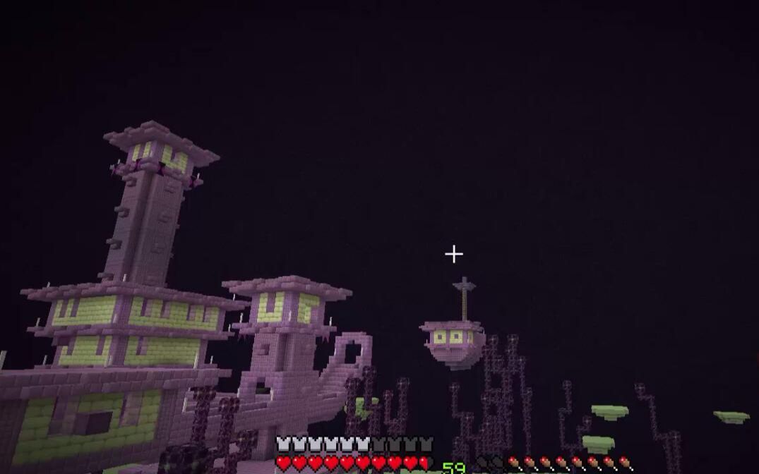 我的世界被掩埋的世界47:做出烟花用鞘翅飞行,再次发现末地城!