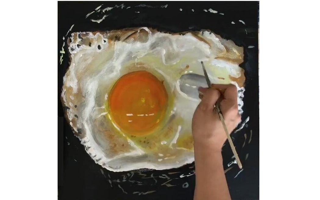 【丙烯画】【绘画教程】如何画一个写实的煎蛋-How to paint a ...