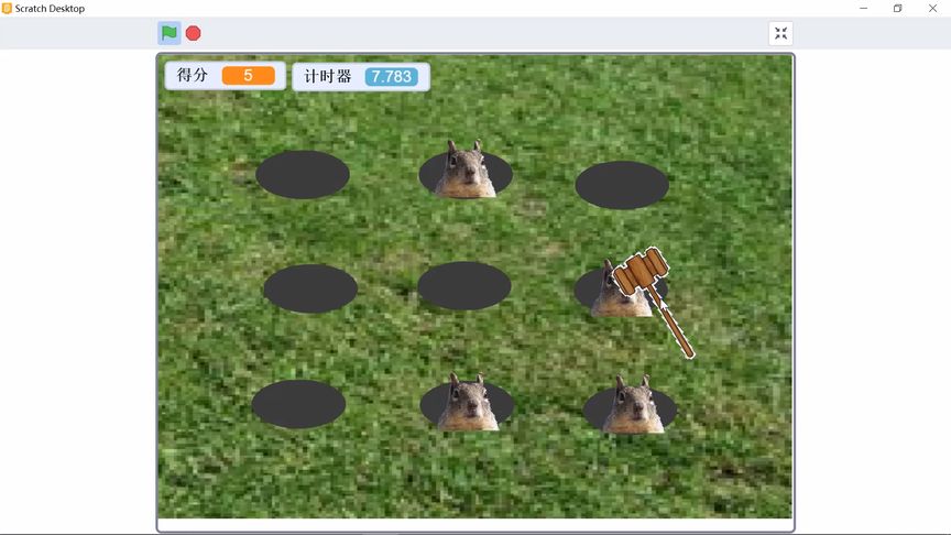 学scratch编程 第二十二讲 制作打地鼠游戏