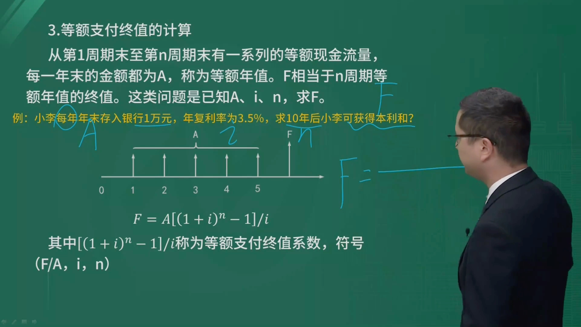 等额支付终值计算,已知A求F(F/A,i,n)