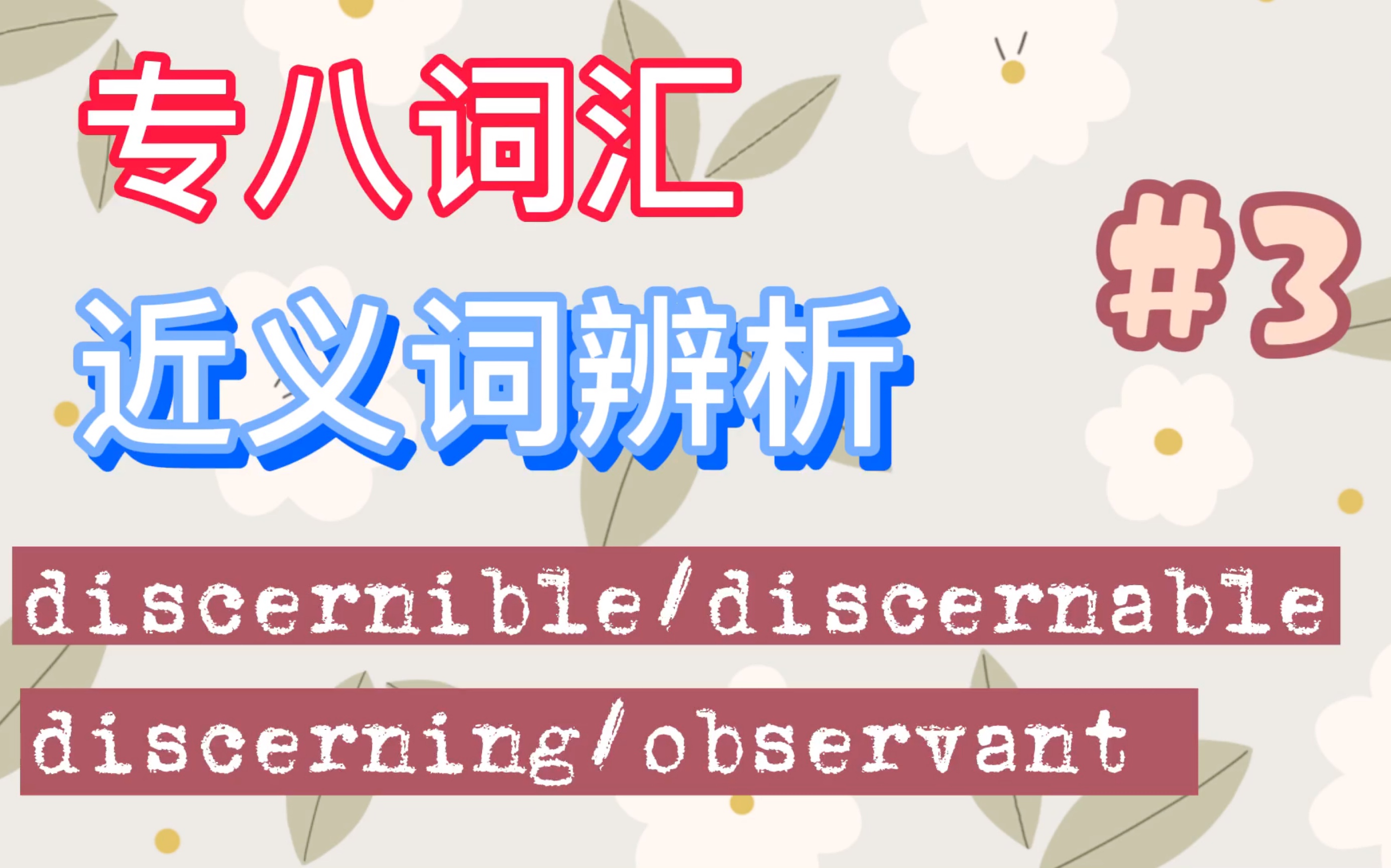 【专八词汇】近义词辨析|discernible|discernable|discerning|observant|#3