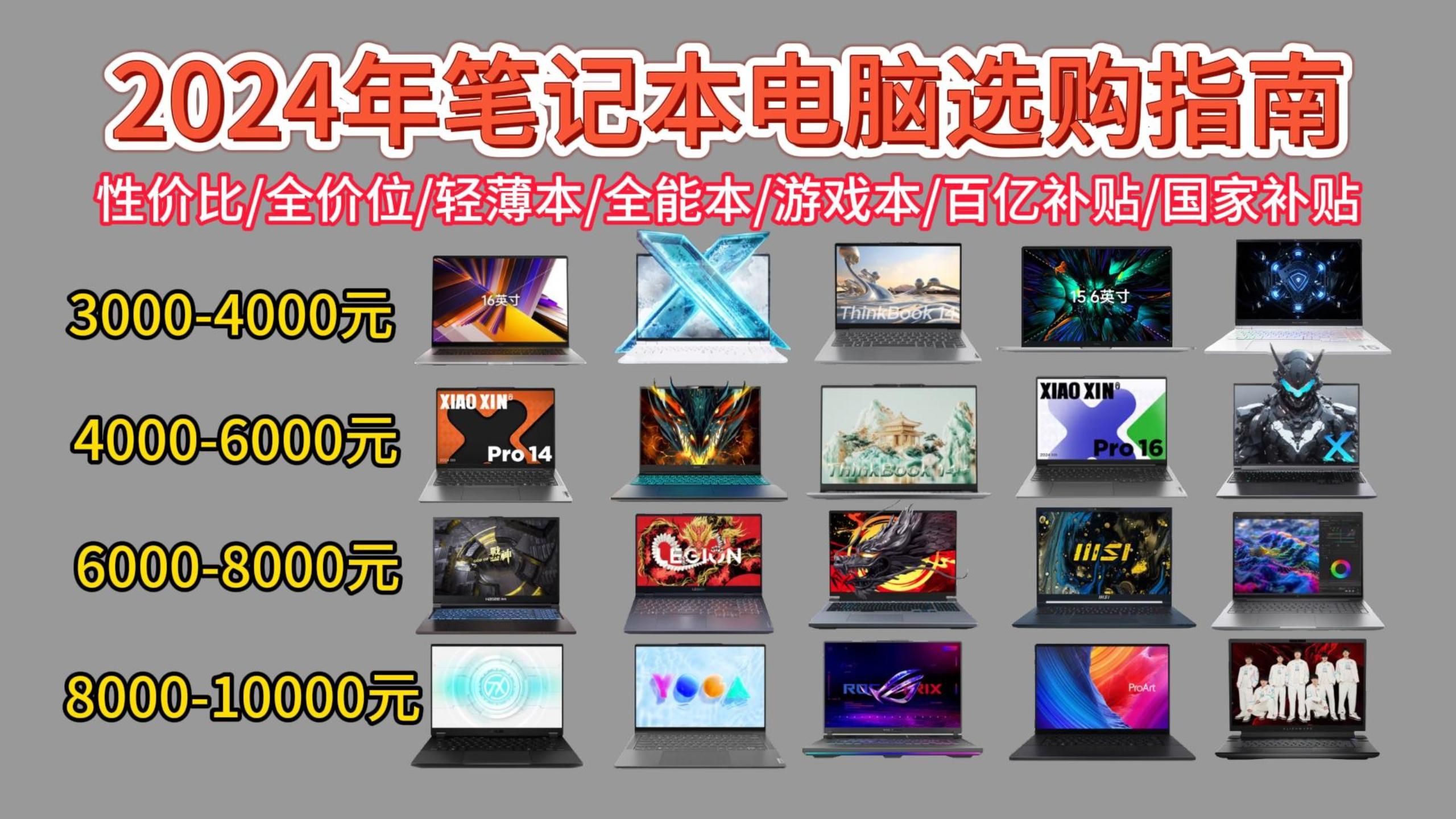 【建议收藏】2024年最全价位笔记本电脑选购指南!3000元、4000元、...