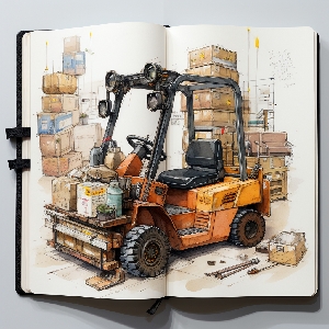 日记本旁边的叉车 