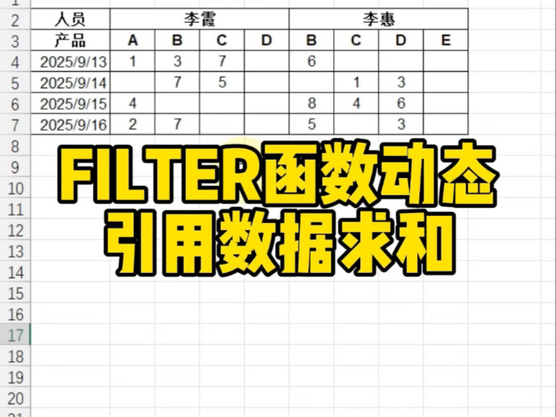 FILTER函数动态引用数据求和