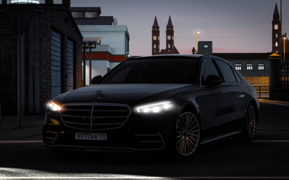 夜晚雨天驾驶奔驰S500L|Euro Truck Simulator 2