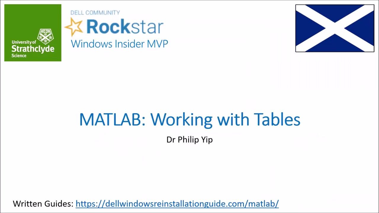 MATLAB- Working with Tables