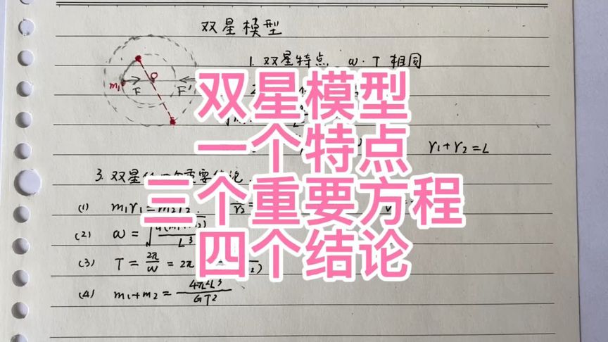 高中物理必修二,天体运动规律,双星模型!教学重点!