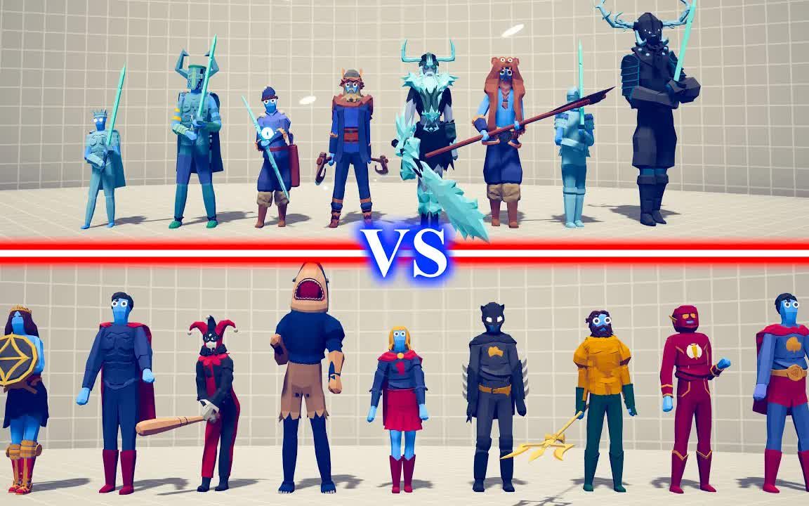 全面战争模拟器:搞笑对战,冰霜队 vs DC漫画队!_全面战争模拟器