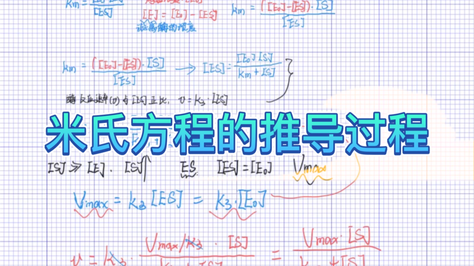 生物化学-01-酶-米氏方程的推导。