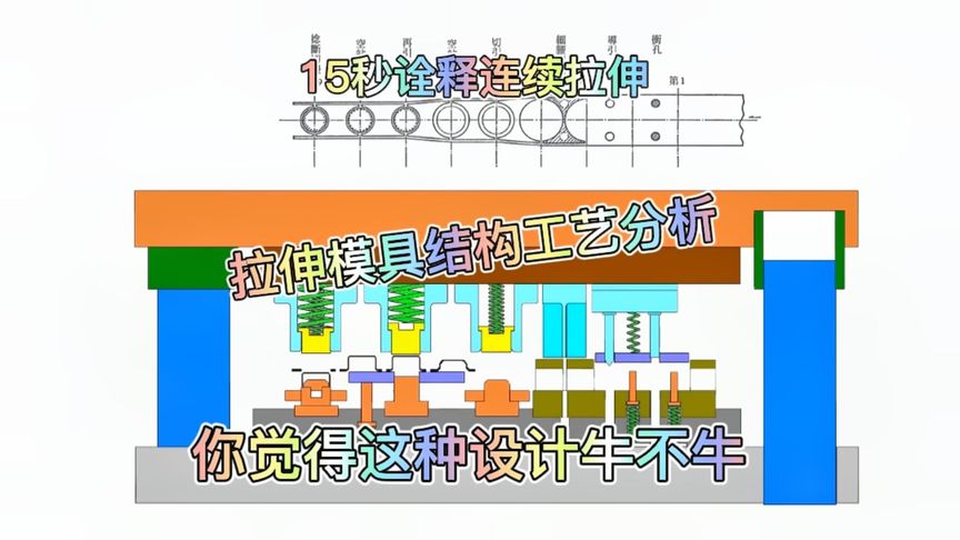 15秒诠释连续拉伸模具,模具结构工艺分析, 网友:这种做法真牛
