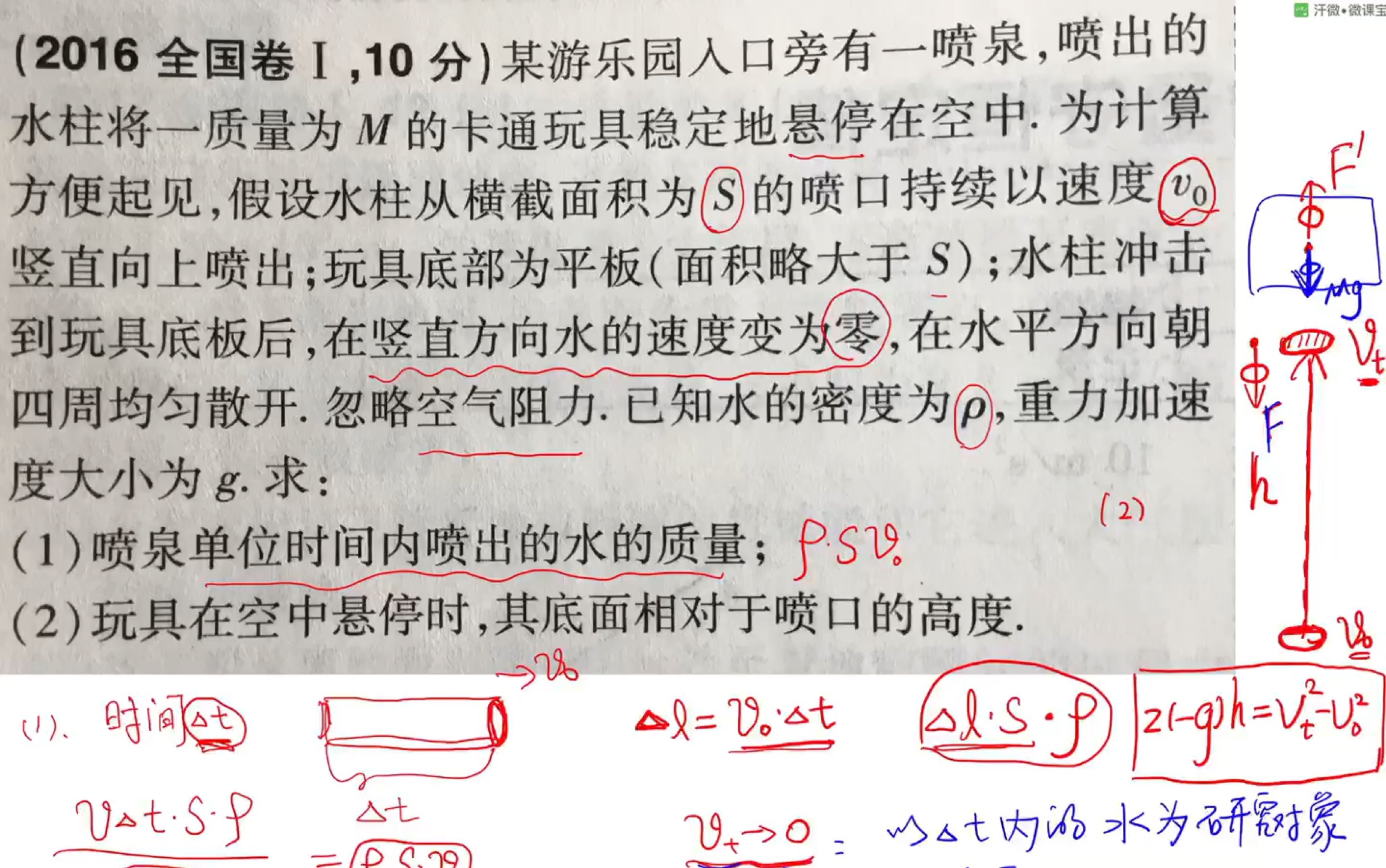 ...高考物理真题解析 2016年 课标全国卷1 第35题 动量定理 流体 微元法