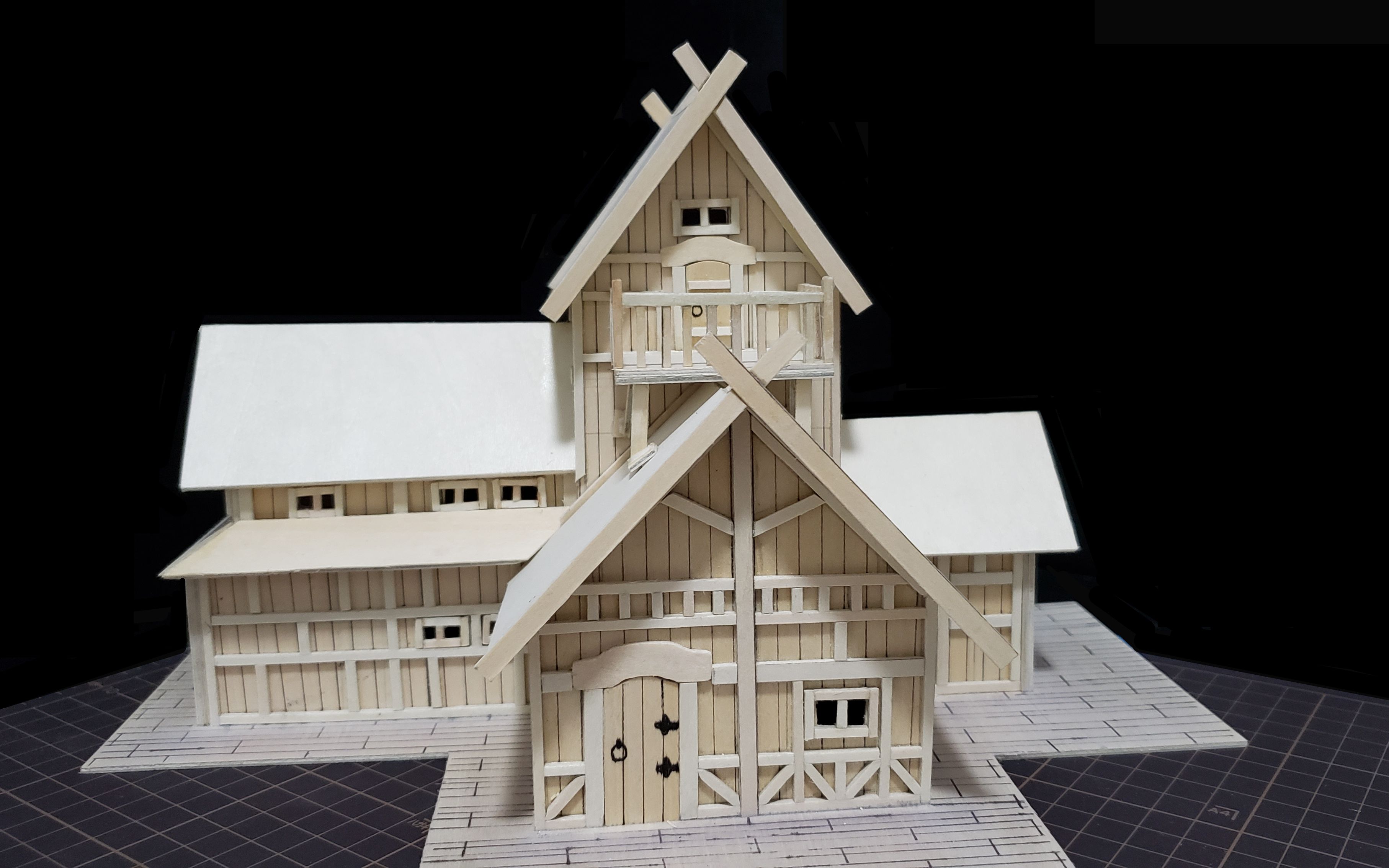 【自制微缩场景模型】用木板手工制作了一个码头小屋