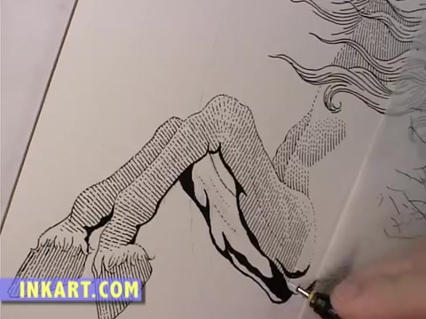 【手绘】用古老的木版画技法画帅气长发的马儿插画