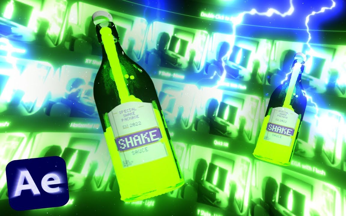 AE脚本: 21个潮流嘻哈说唱镜头振动摇晃抖动频闪场景预设Bryan Deli...