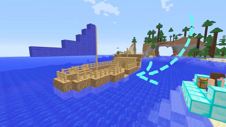 《我的世界》:造船!很简单的一艘船,我却非常喜欢!