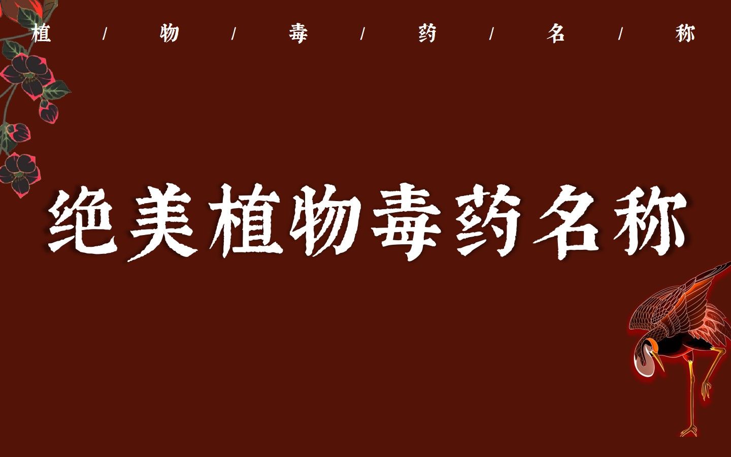 盘点那些绝美的植物毒药名称!