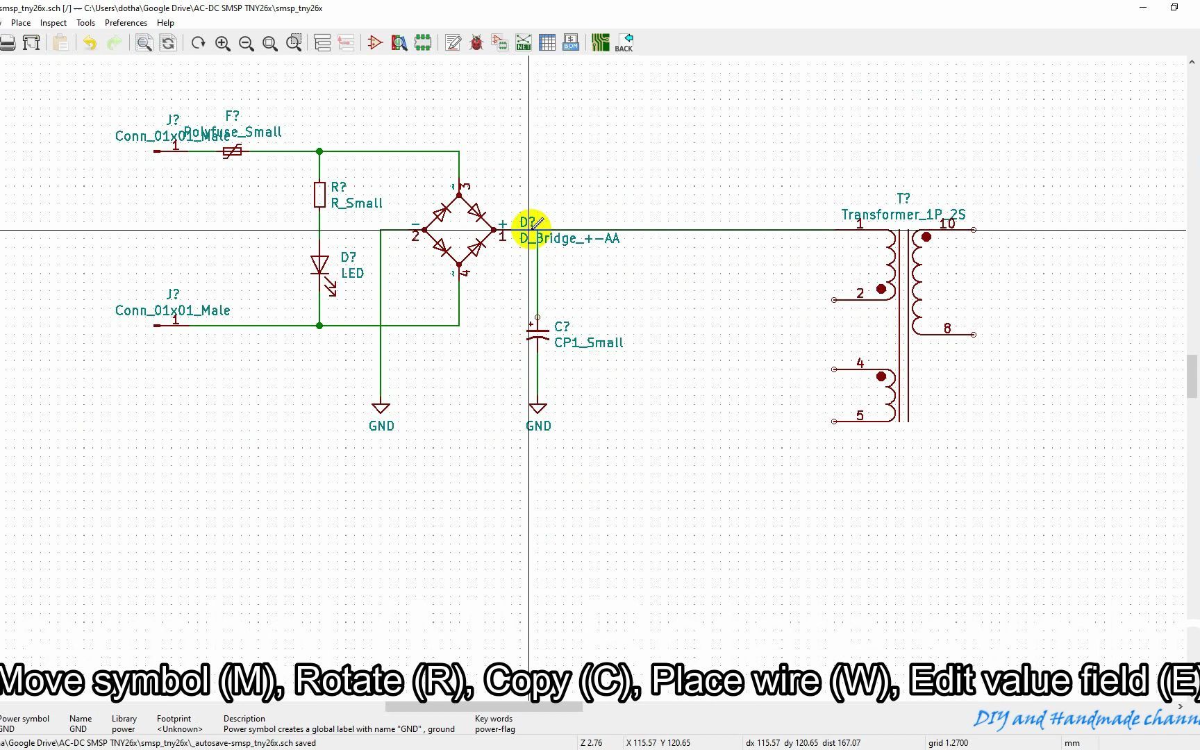 使用TNY26x DIY 简单的AC-DC 开关模式电源| Kicad 教程