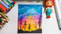 超级简单的彩色星空,让孩子边涂色边学习颜色,有趣教程快快学起