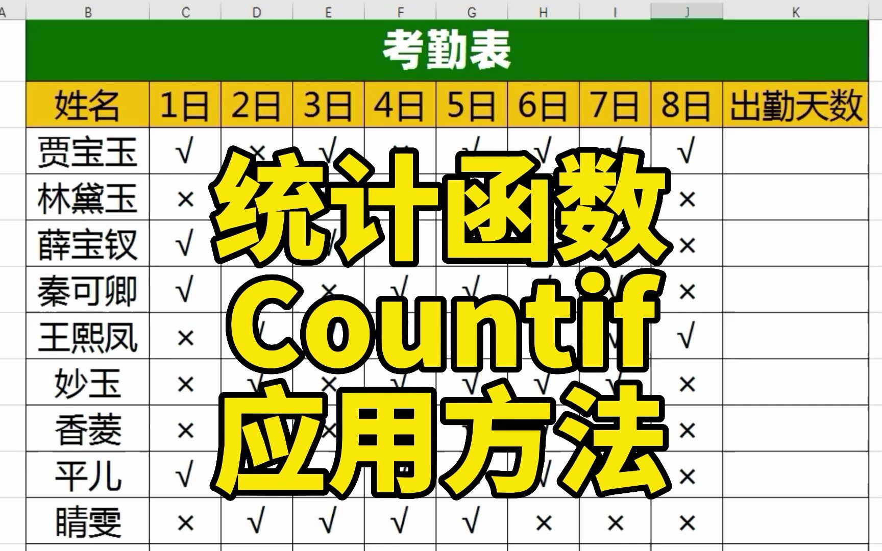 Excel表格中,Countif统计函数应用方法和技巧
