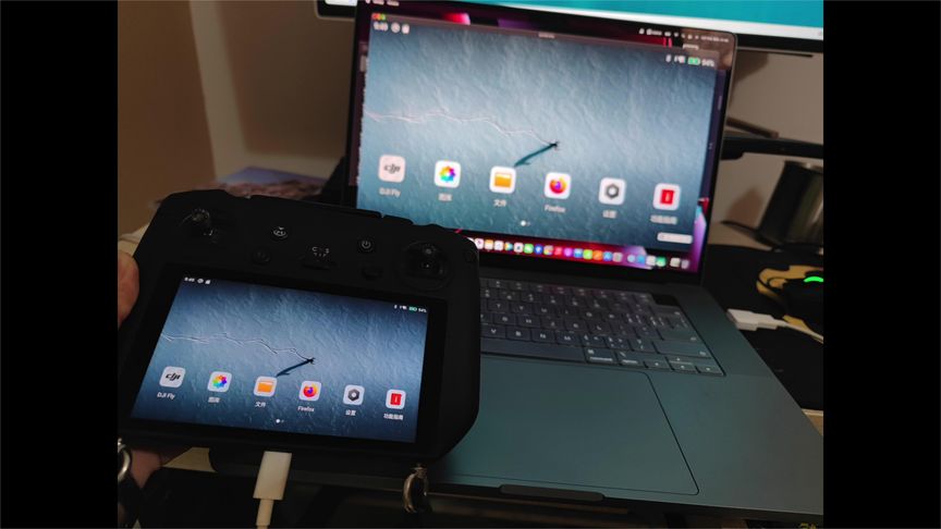 大疆带屏遥控器DJI RC PRO通过USB数据线连接 ma bookpro画面直出