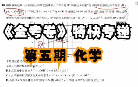...专递5》大题详解-第一套视频1 1-13 活用陌生公式计算电离平衡常数
