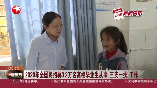 2020年全国将招募3.2万名高校毕业生从事“三支一扶”工作