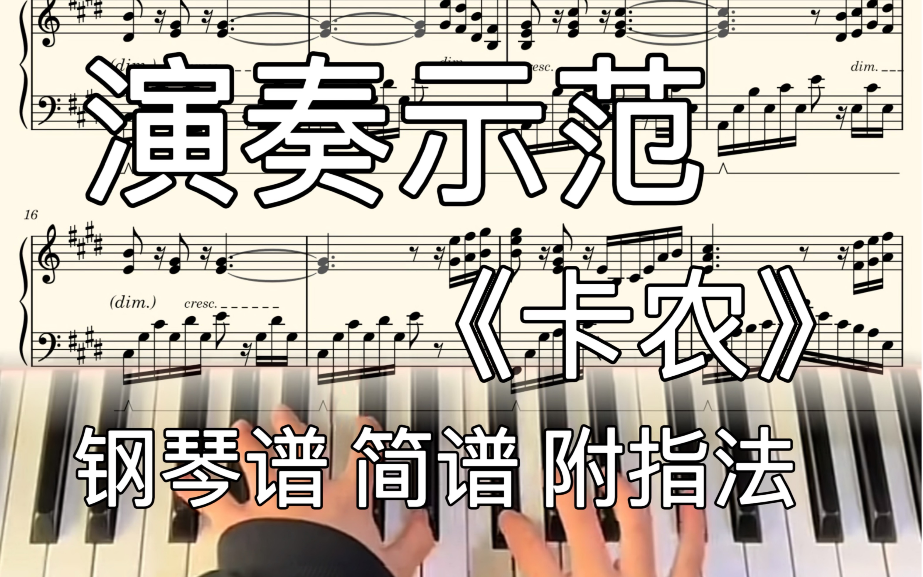演奏示范 《卡农》钢琴谱 简谱附指法