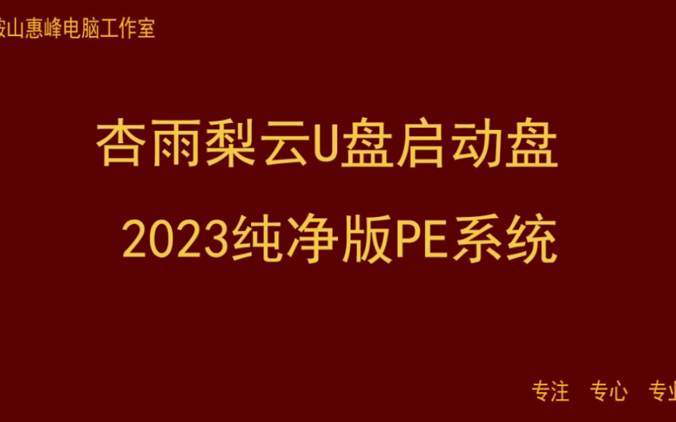 杏雨梨云U盘启动盘 2023纯净版PE系统