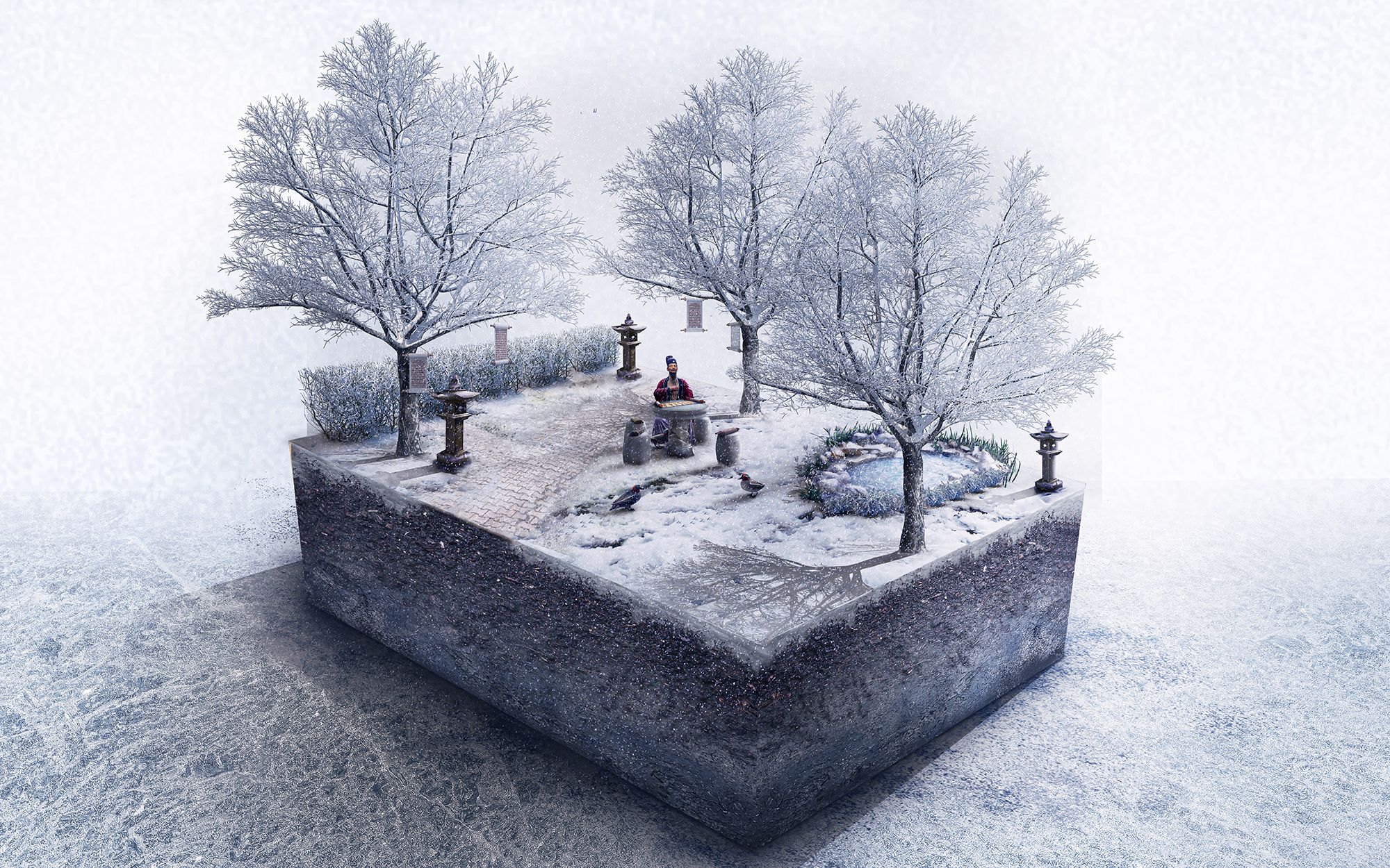 PS绘图教程|如何制作块场景NFT数字藏品|王羲之书圣雪中行
