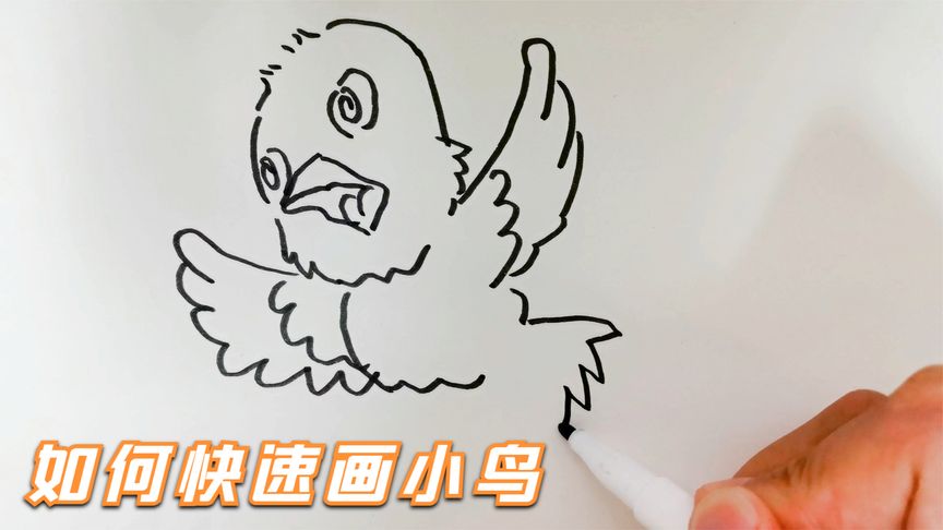 如何快速画一只可爱飞翔中的小鸟