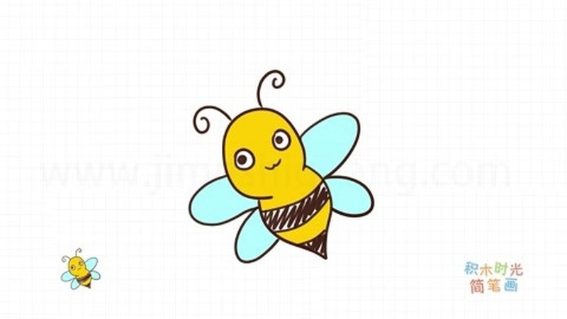 动物简笔画大全,画Q版蜜蜂简笔画