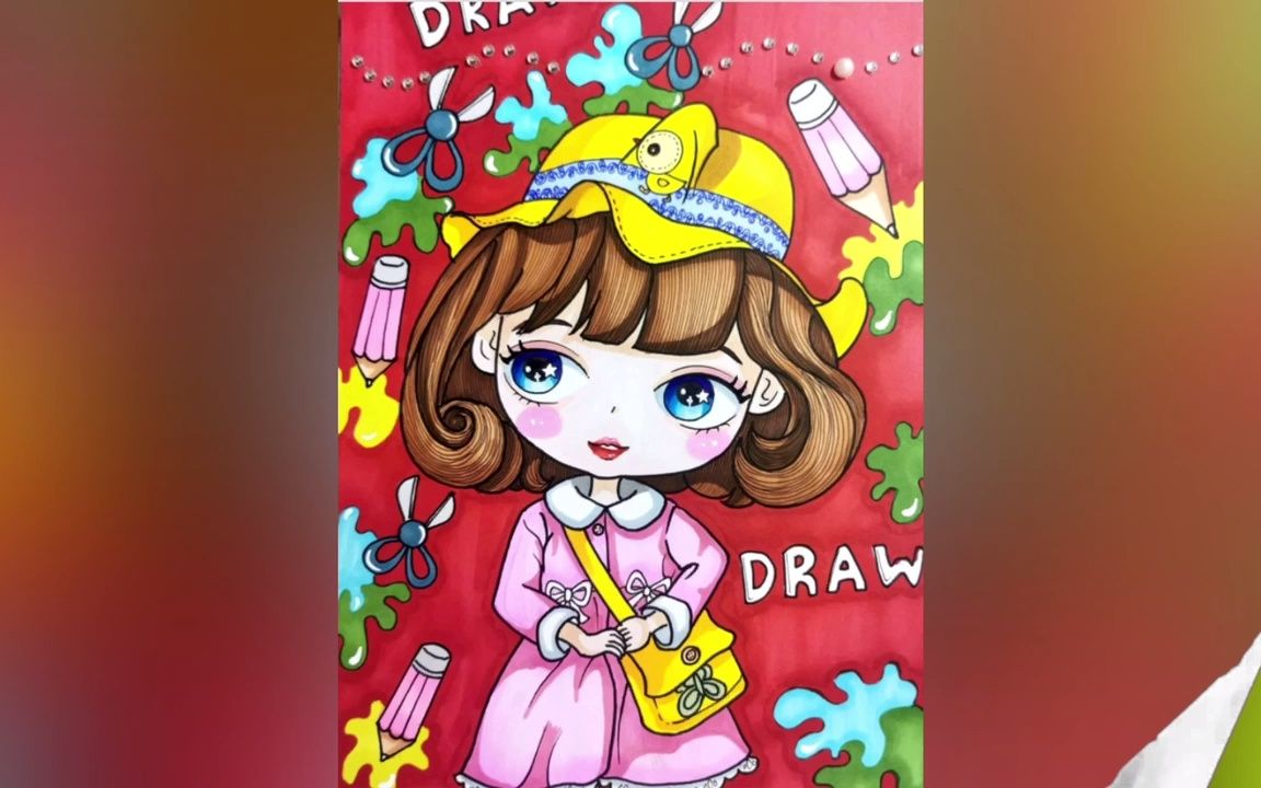 超可爱的卡通动漫人物女生,非常适合初级临摹练习!