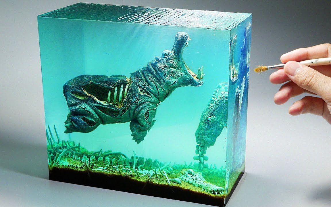 【手工】大佬制作「恐怖的丧尸河马」逼真树脂粘土场景 | 作者:Jack...