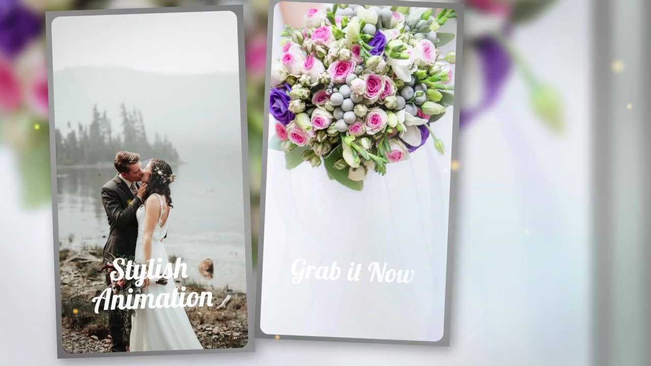 ...Pr模板相册 12张77秒竖版手机照片优雅婚礼生日纪念 Pr电子相册模