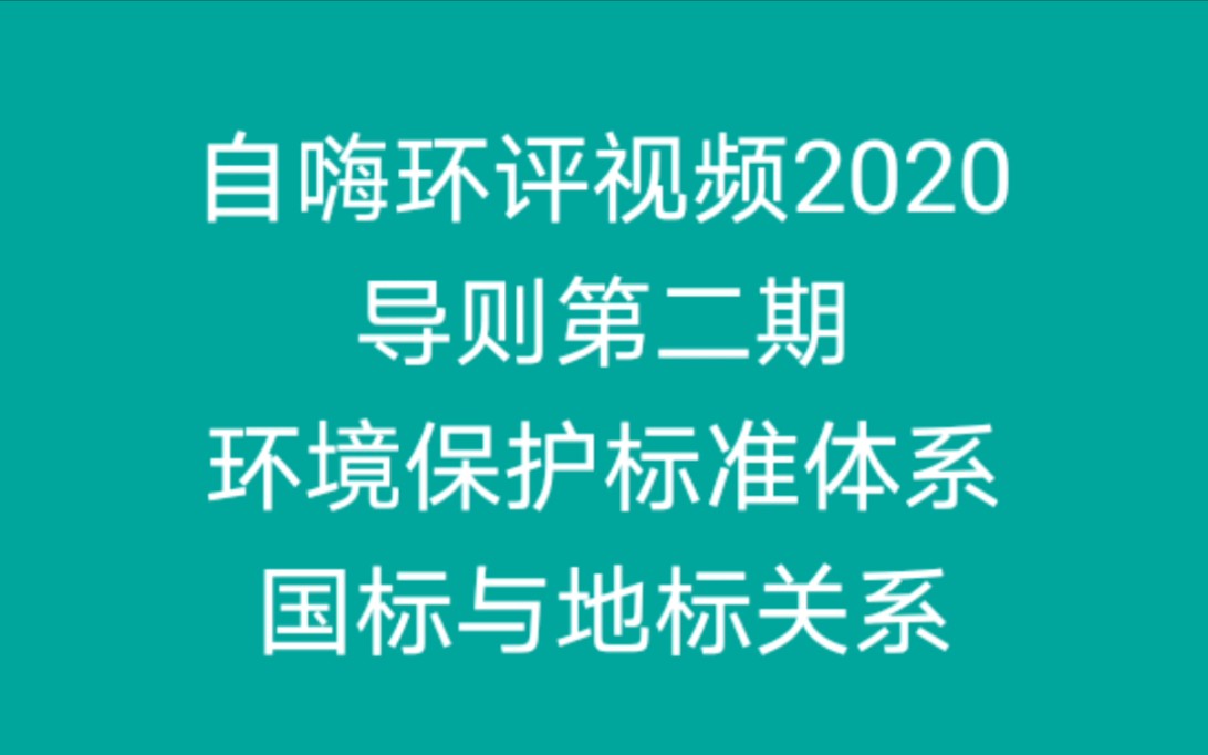 环境影响评价2020导则第二期环境保护体系国标与地标的关系
