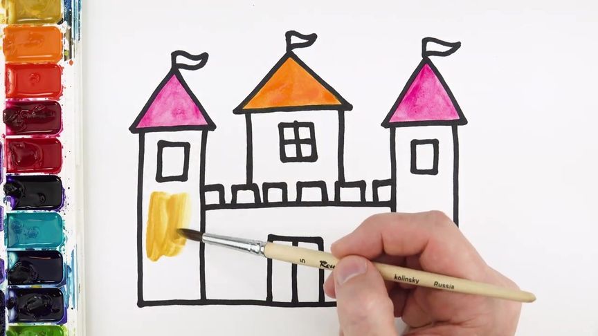 孩子一看就会画,幼儿简笔画上色教程:城堡