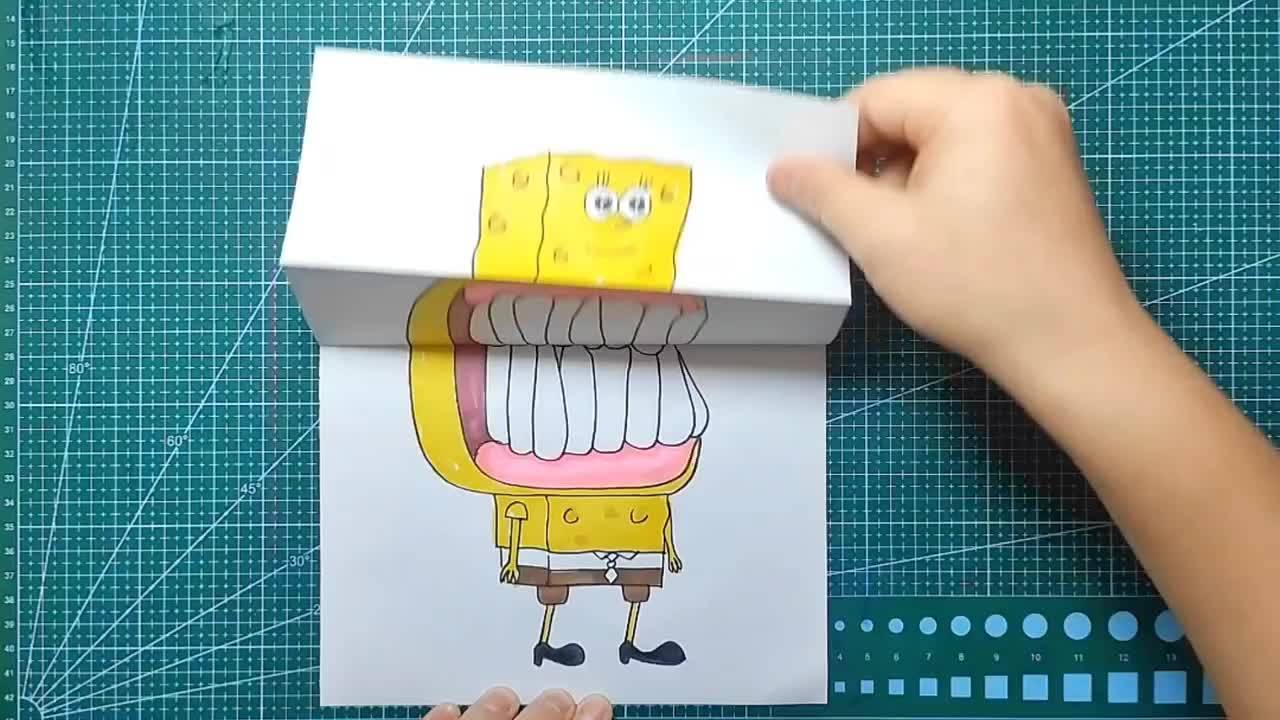 一家三口比赛画海绵宝宝