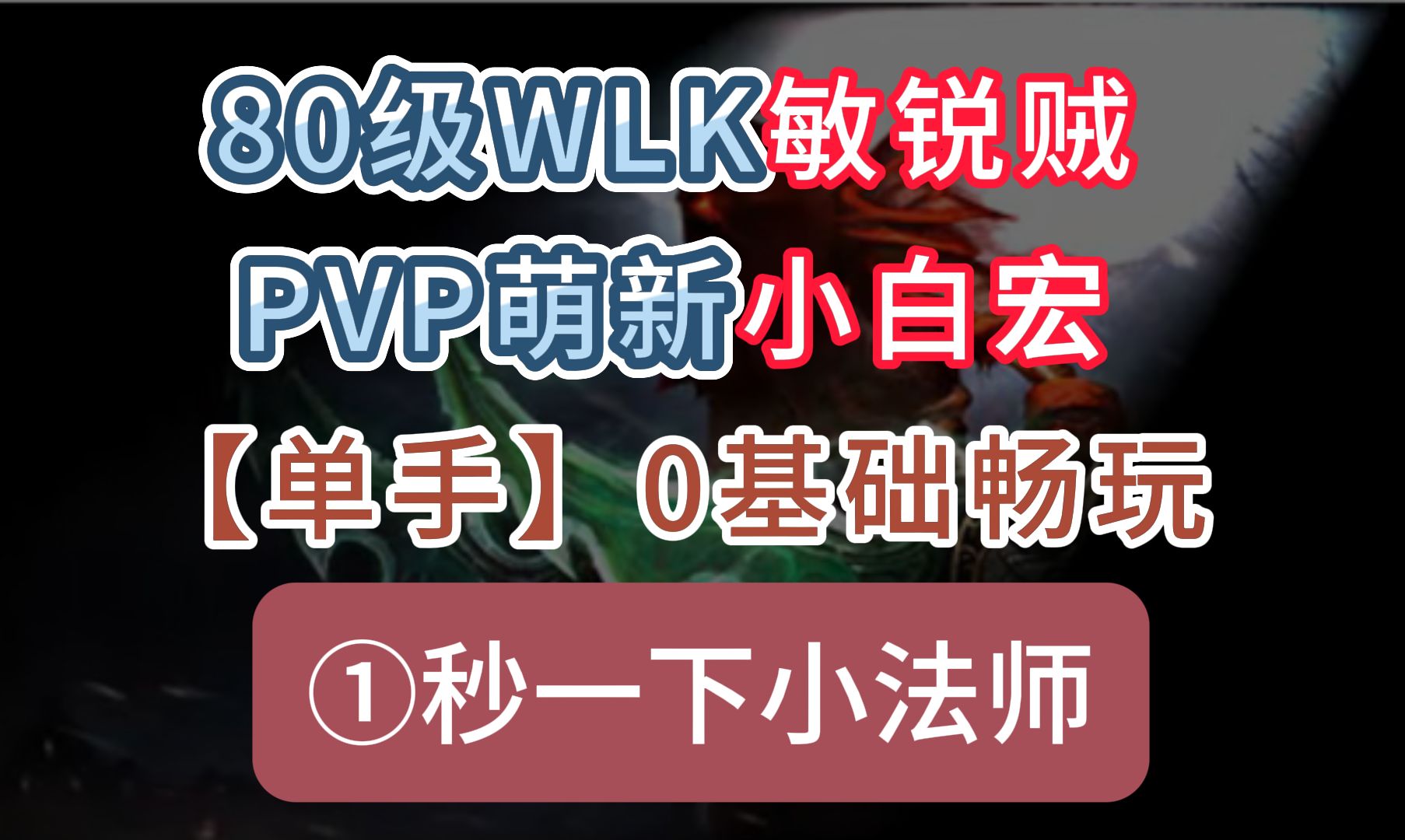 魔兽世界WLK怀旧服【单杀打断出品】真正最无脑零基础80级敏锐贼...