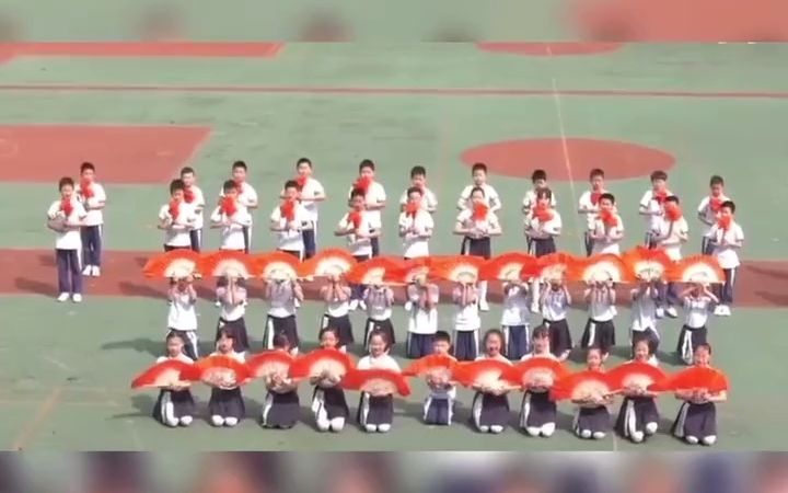 运动会开幕式表演《中国少年说》扇子舞 记录校园生活 中小学生 运动...
