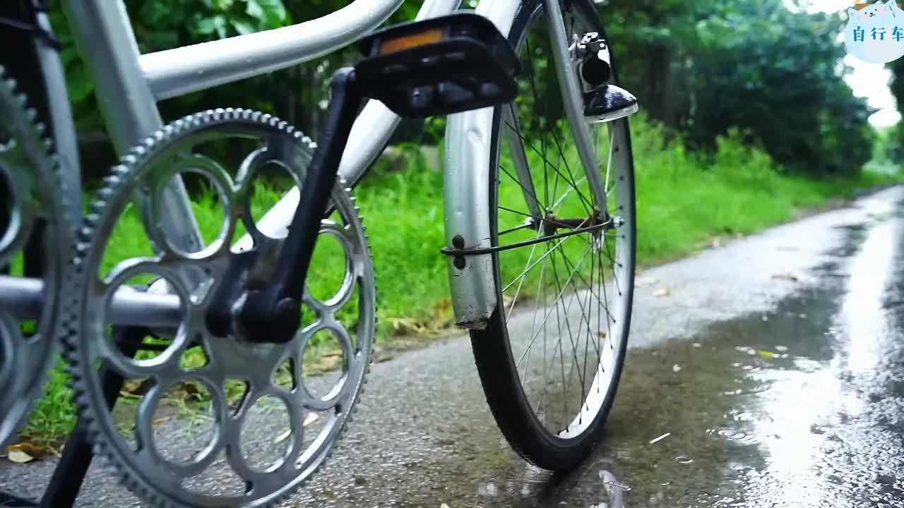 自行车掉链子太烦人,农村小哥自制齿轮传动自行车,.