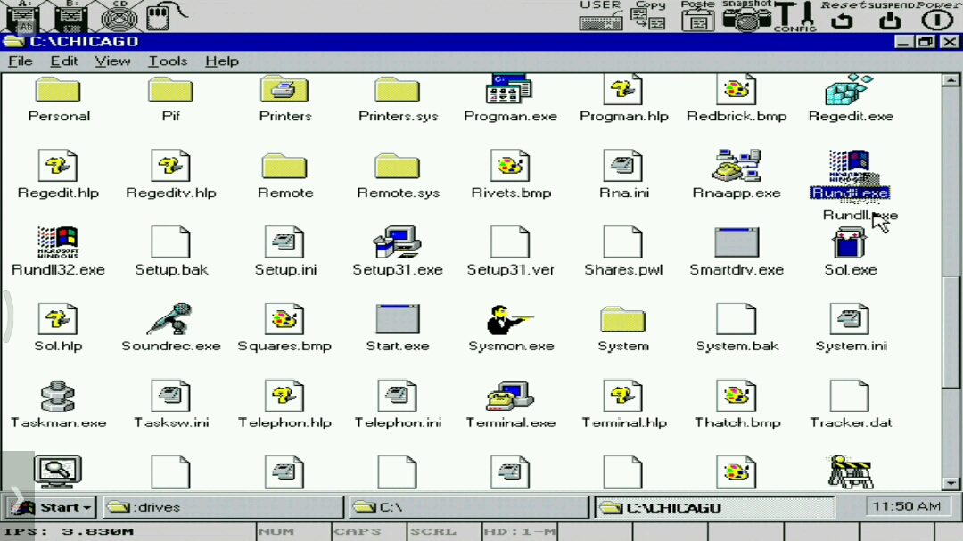 在Bochs中体验和运行Windows Chicago Build 81。