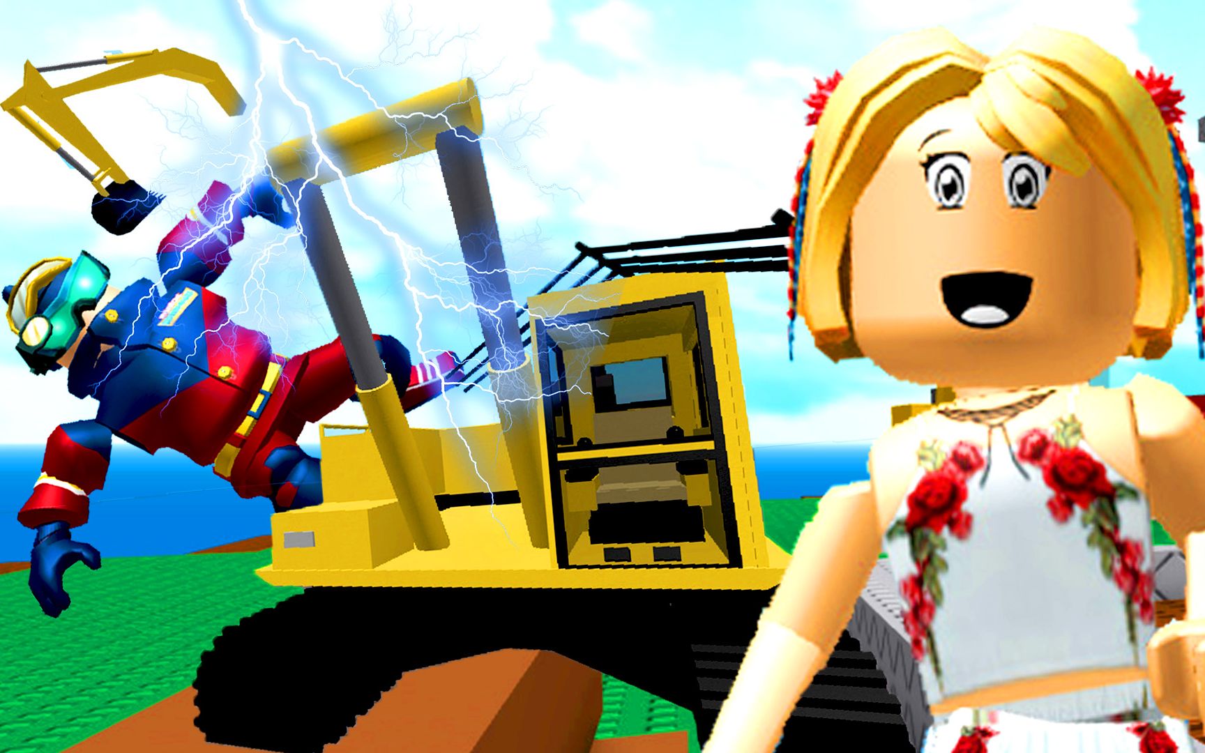 小熙屌德斯 自然灾害模拟器 新地图开挖掘机机械臂被劈飞!