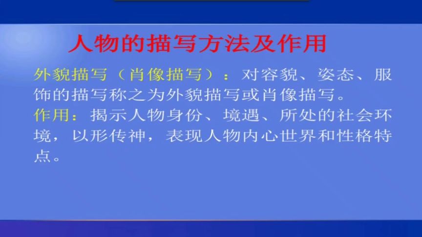 4分钟学会【人物描写方法与作用】小学语文部编版通用做题方法